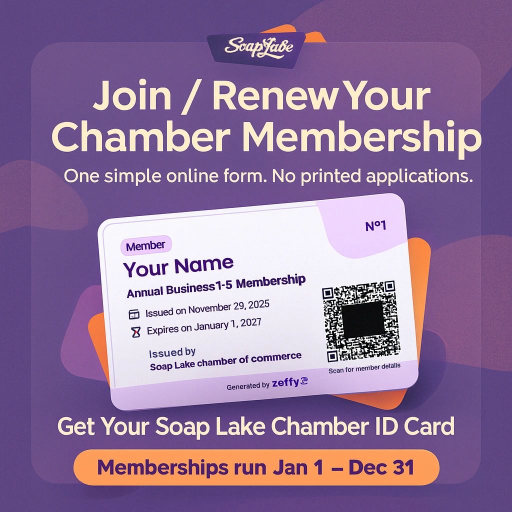 Introducing Soap Lake Chamber Member Cards – New for 2026!