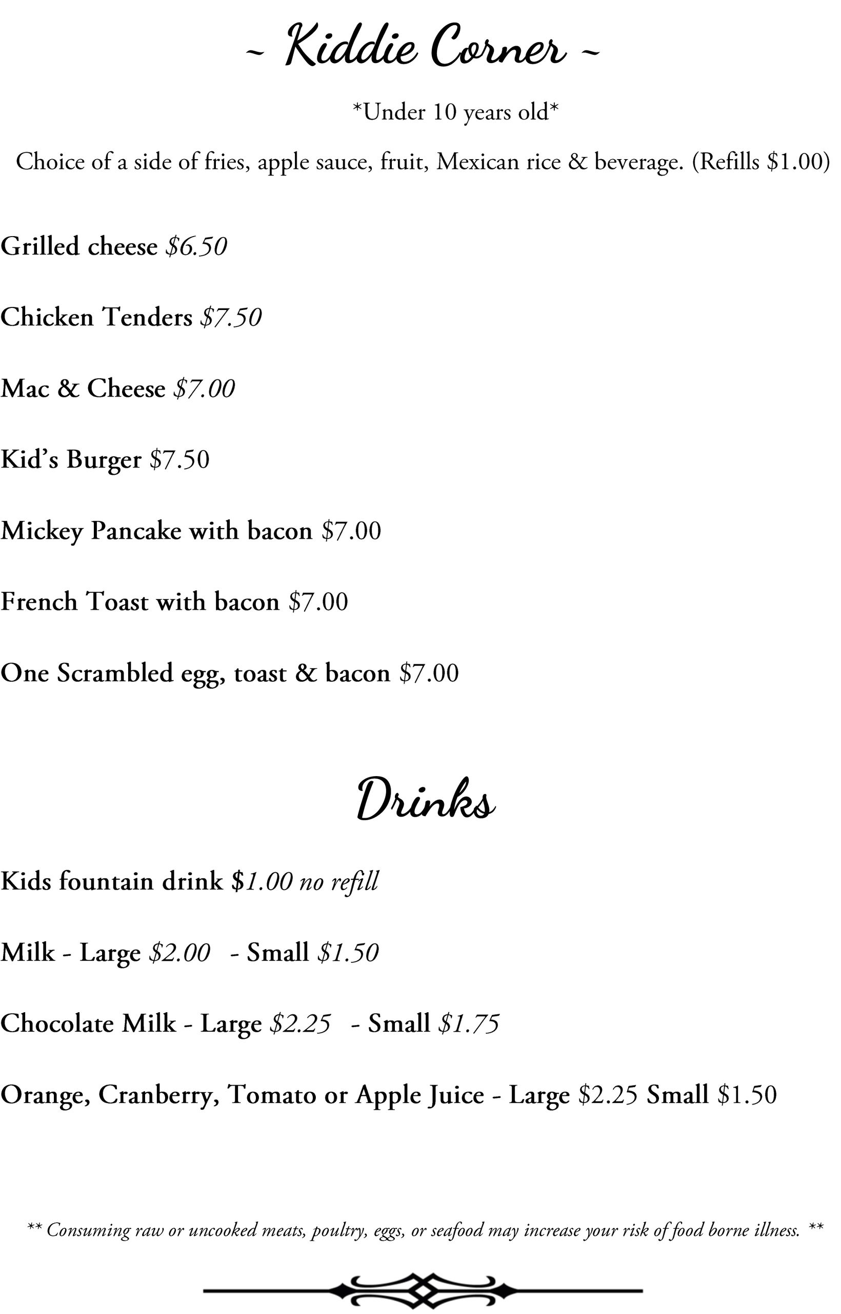 Kids Menu