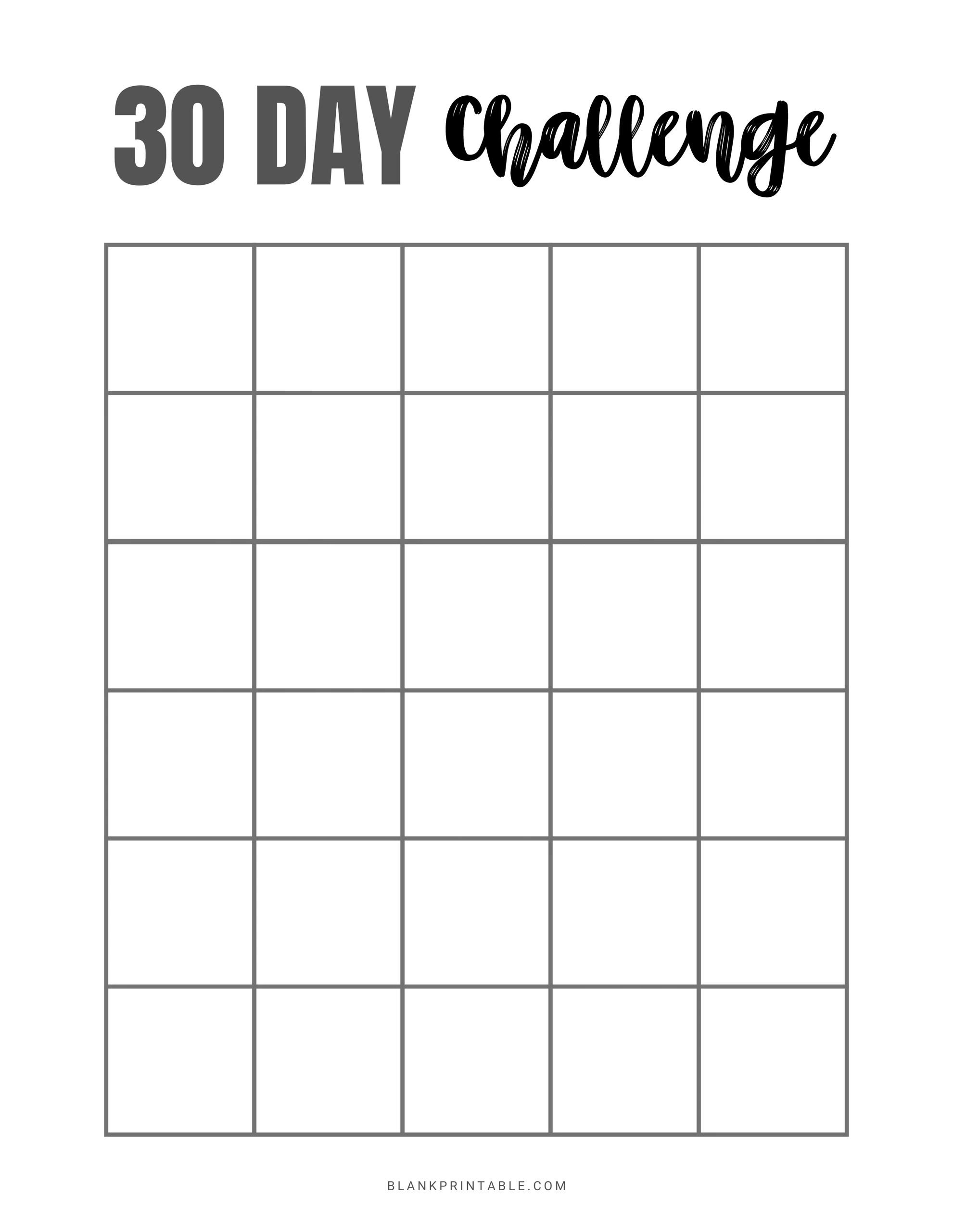 Free 30 day challenge printable
