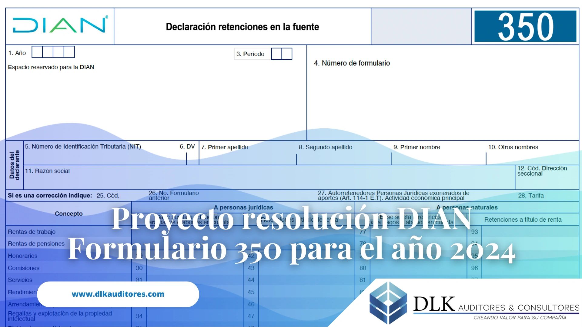 Proyecto resolución nuevo formulario 350 para retenciones 2024