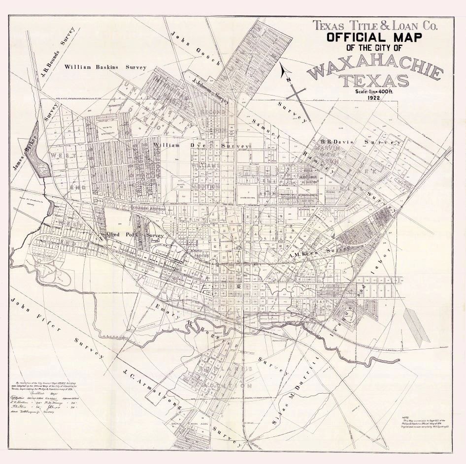 Waxahachie, Texas Map 1922 24" X 24"
