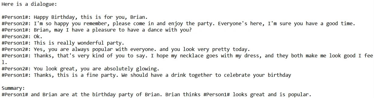 Fine-tuning a Large Language Model to generate dialogue summaries