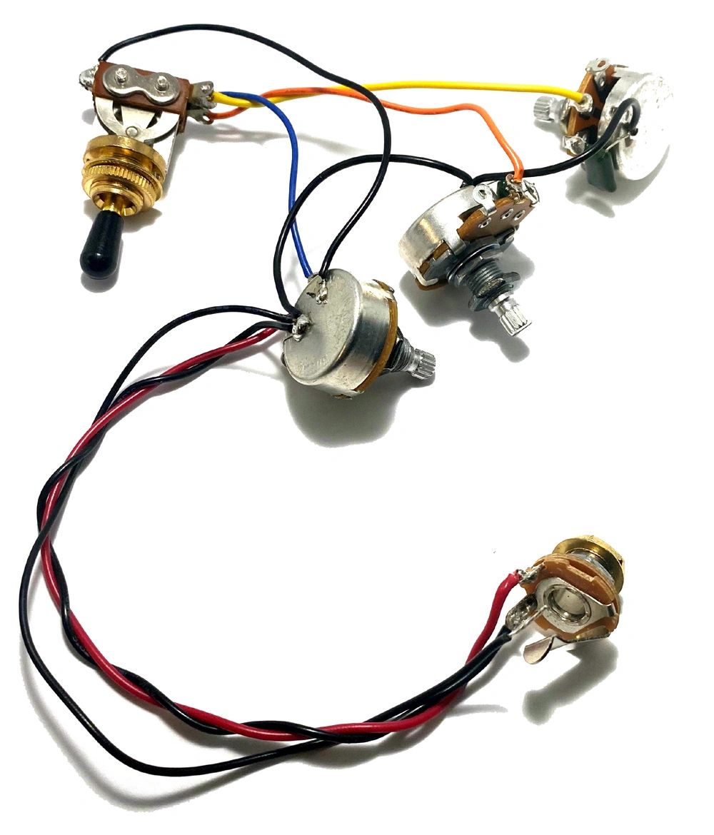 Two Pickup Guitar Wiring Harness ft. 3-Way Open Toggle Switch & 1V2T Prewired Electronics