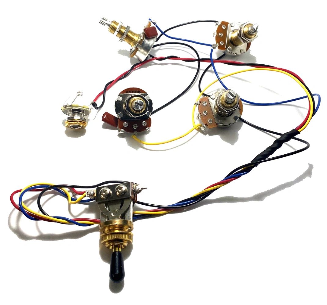 Two Pickup LP Wiring Harness ft. 3-Way Open Toggle Switch & 2V2T ...