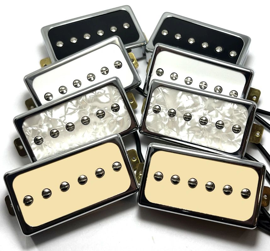 H90 Pickups, Humbucker Sized / Cased P90s ~ Chrome Ring w/ Inlay Color ...