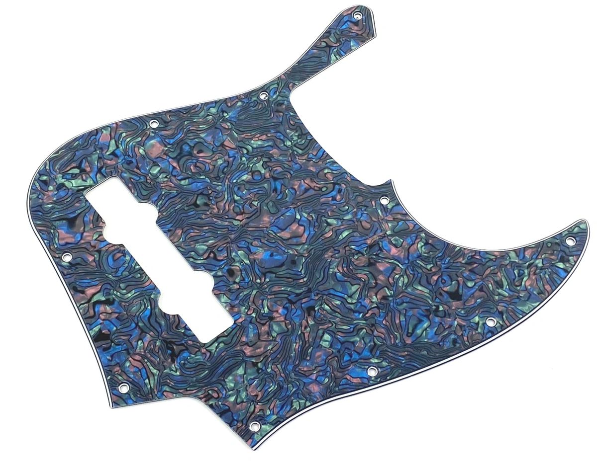 Jazz Bass Pickguard, FIVE String Standard Guard ~ Shell Abalone