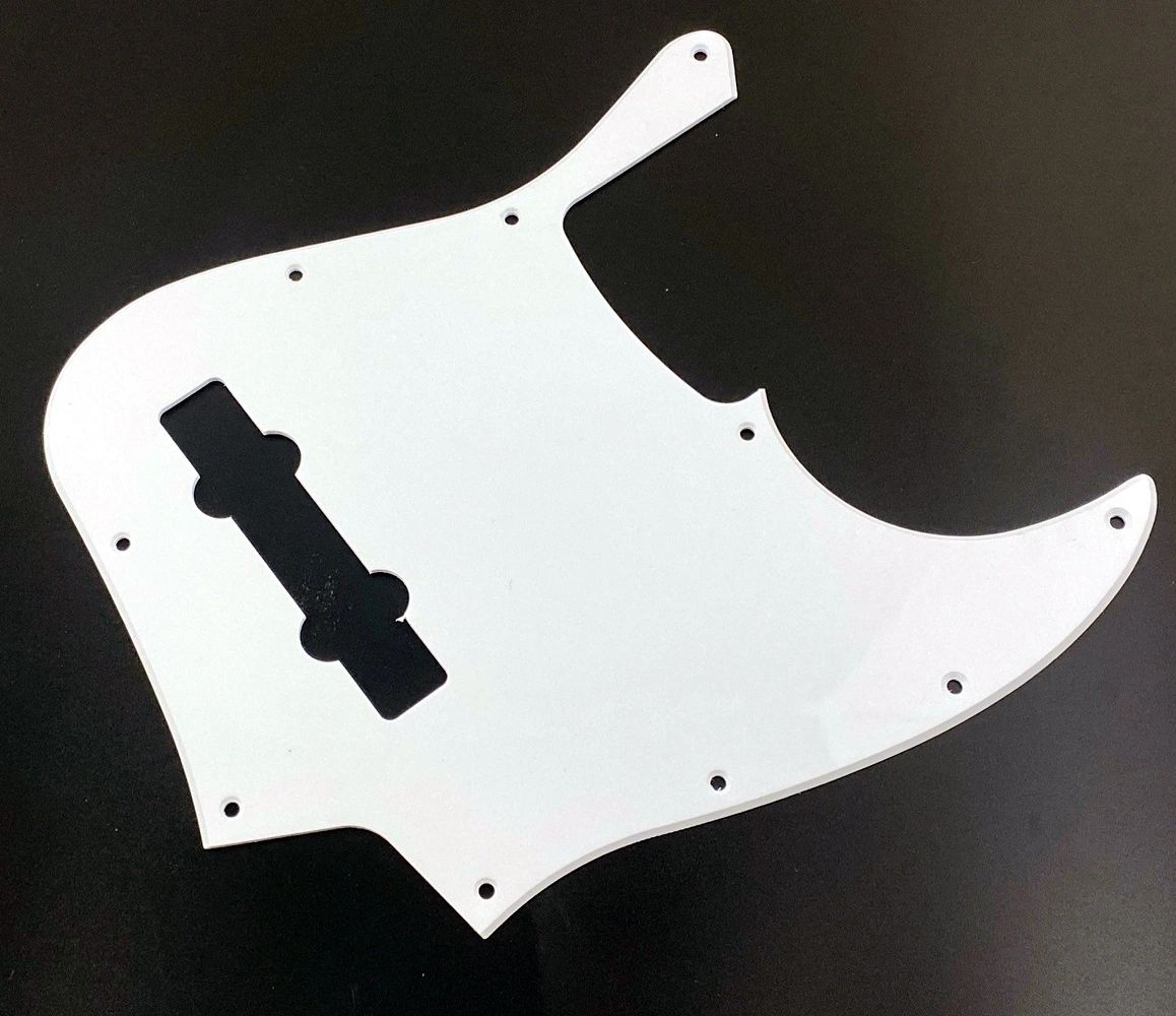 Jazz Bass Pickguard, FIVE String Standard Guard ~ Solid White