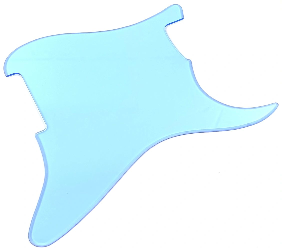 Blank Strat Pickguard, Transparent Fluorescent Blue