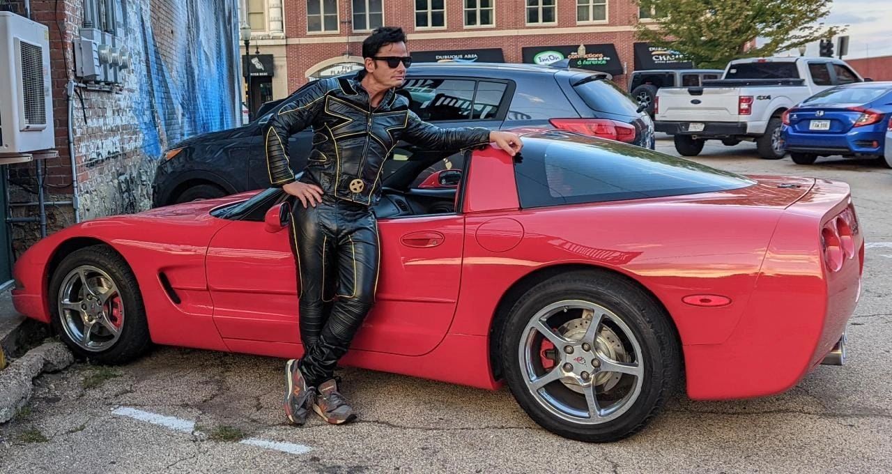 Johnny Danger outside Skinny McGinny's