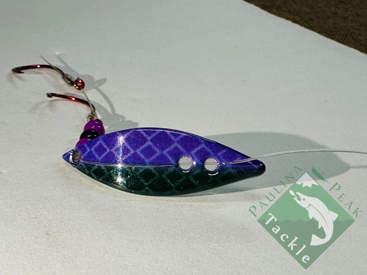 PtSFB-2118 Purple Green Moon Back Platinum Skinny Flutter Bug