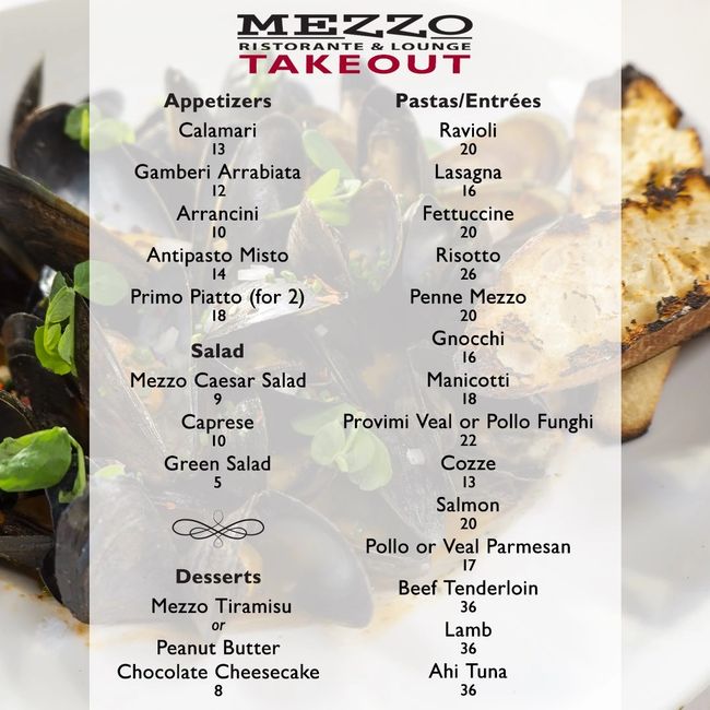 Menus | Mezzo Ristorante & Lounge