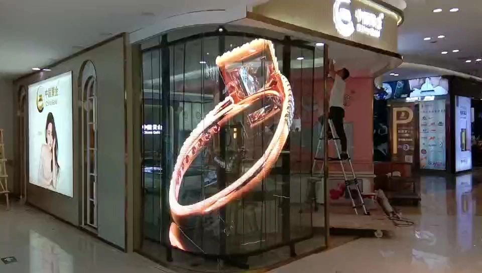 Indoor Curve Window Glass Transparent LED Display Screen SHOPS