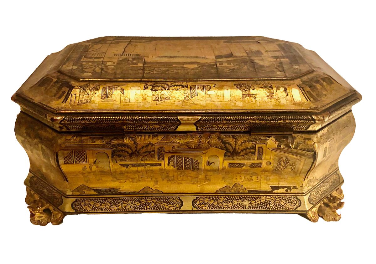 Chinese Black Lacquer Work Box