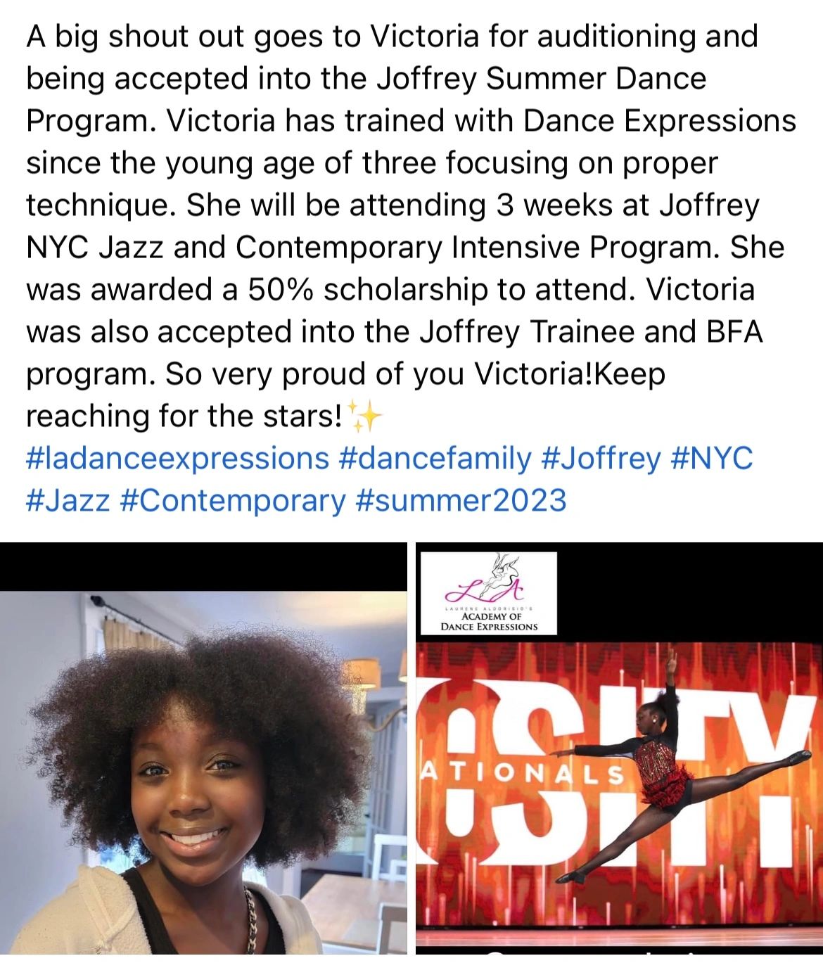 Victoria is going to the Joffrey Summer Dance Program!