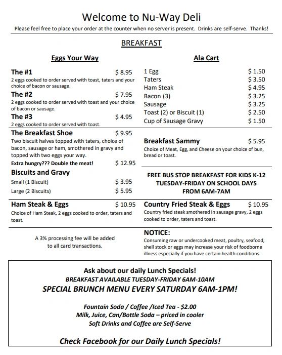 Menu | Nu-Way Deli