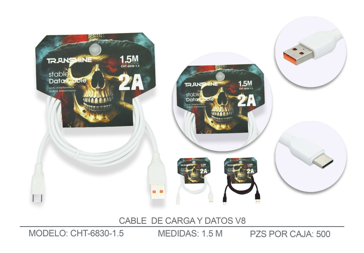 CABLE DE CARGA Y DATOS V8/CHV-8030-1.5