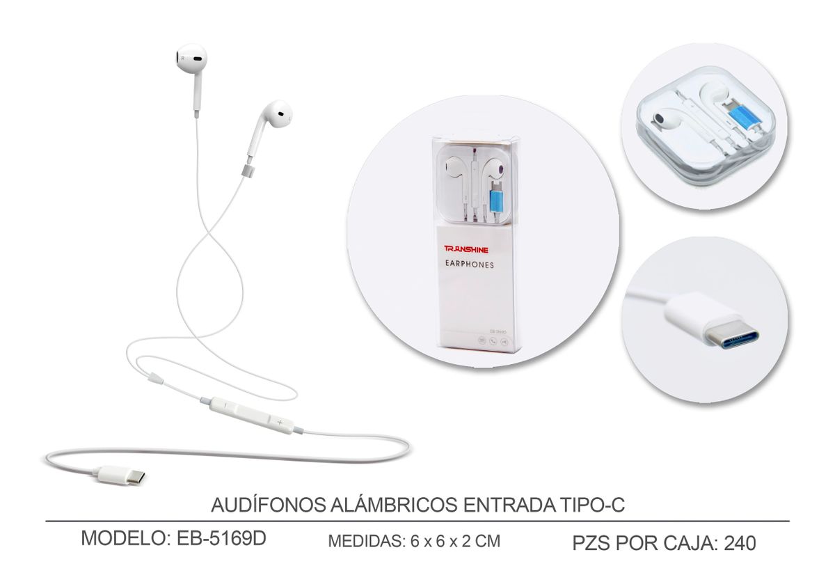 AUD?FONOS AL?MBRICOS ENTRADA TIPO-C / EB-5169D