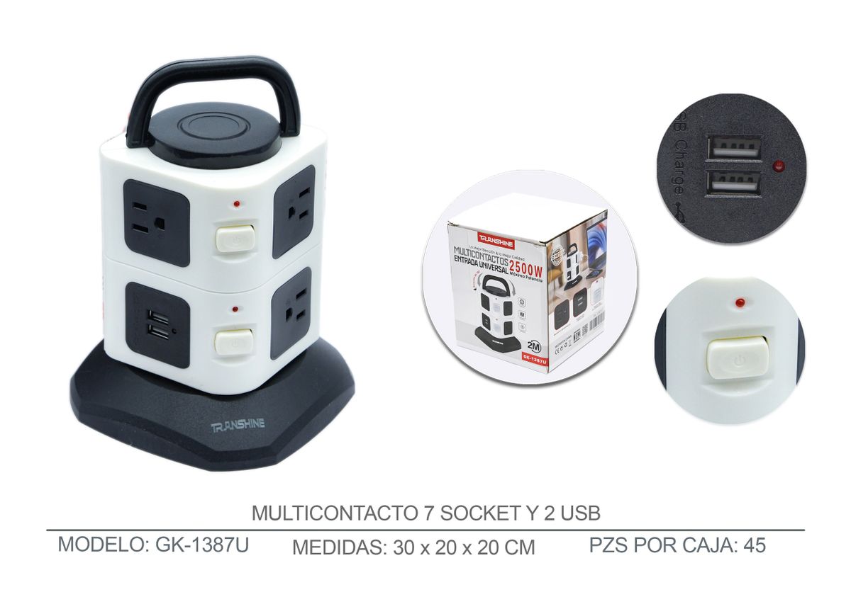 MULTICONTACTO 7 SOCKET Y 2 USB/GK-1387U