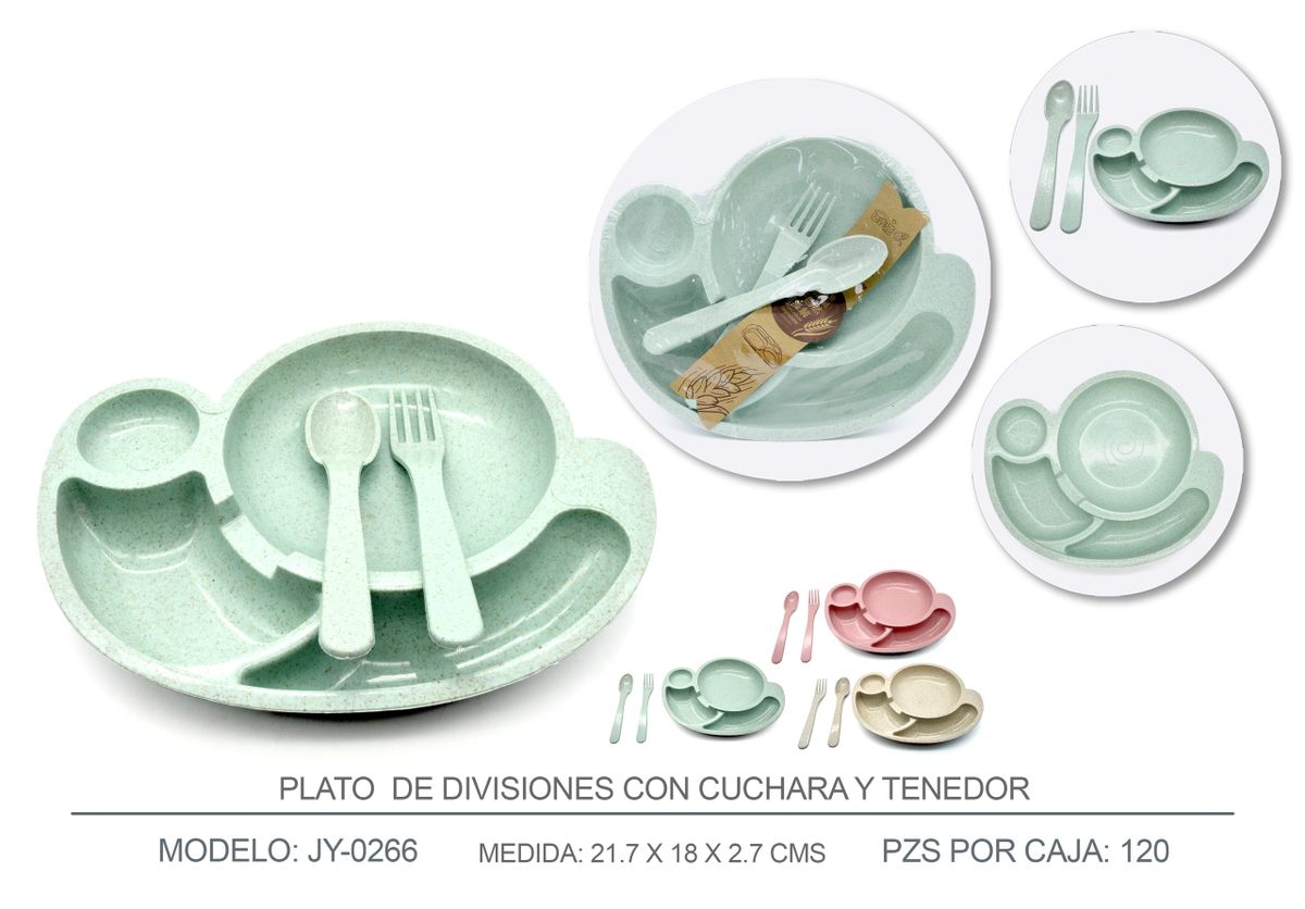 PLATO DE DIVISIONES CON CUBIERTOS JY-0266