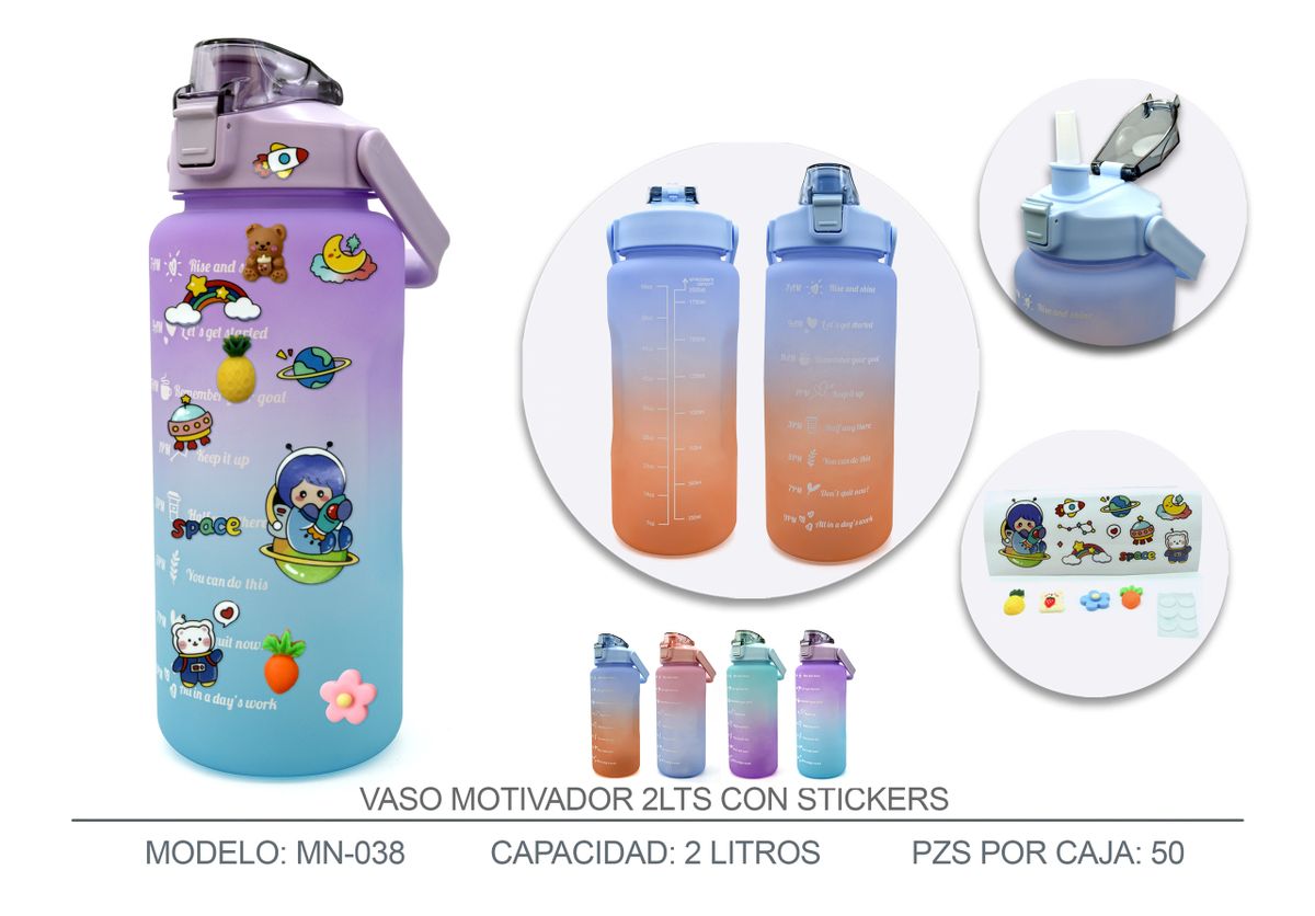 VASO MOTIVADOR 2LTS CPM STICKERS/MN-038