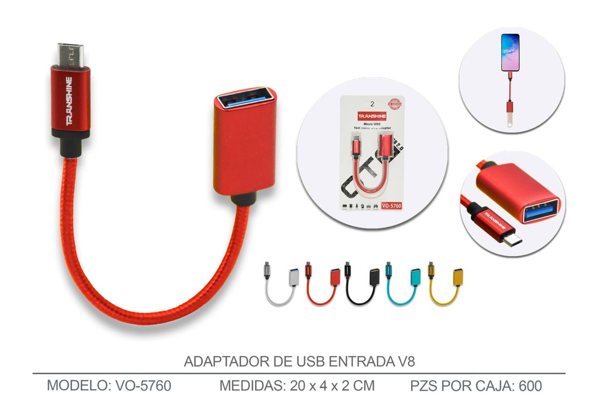 ADAPTADOR DE USB ENTRADA V8/VO-5760