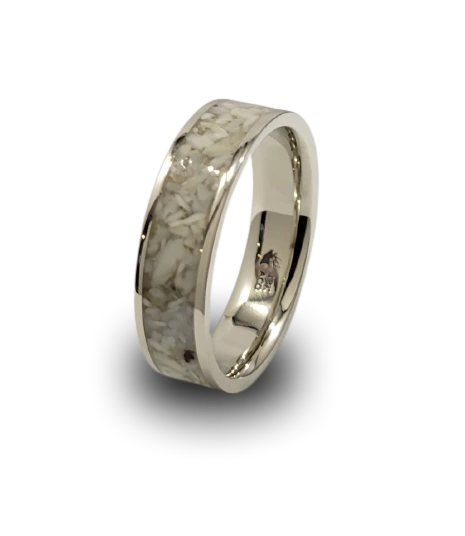 Crushed Ivory Inlay Wedding Band
