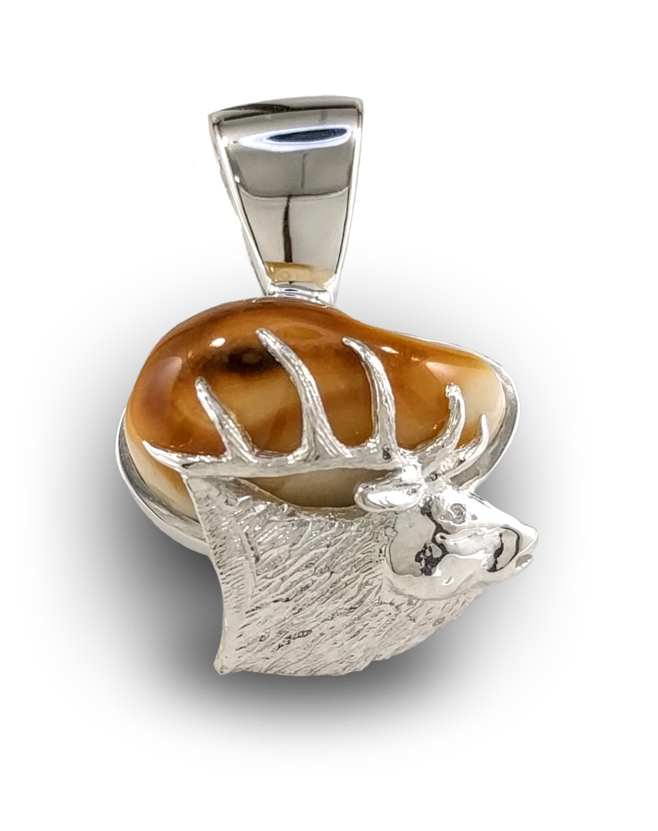 Elk Head Ivory Pendant