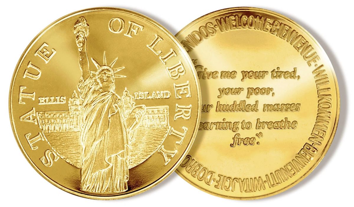 22 kt Gold Plated Statue Coin
