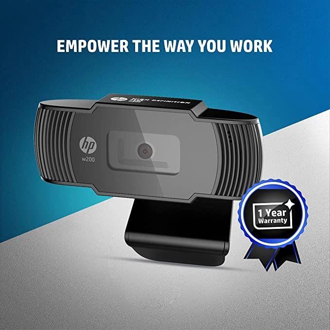 HP w200 HD 720P 30 FPS Digital Webcam with Built-in Mic, Plug and Play ...