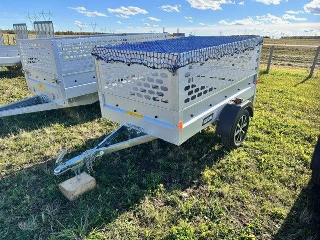 Variant 205 S1 Tilt Bed 4 X 6 Ft Galvanized Utility Trailer w. Extended Mesh Sides and Net ...