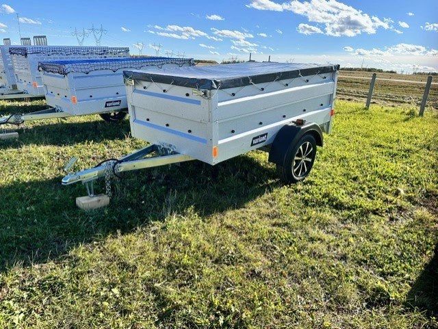 Variant 205 S1 Tilt Bed 4 X 6 Ft Galvanized Utility Trailer w. Extended Solid Sides and Tarp ...