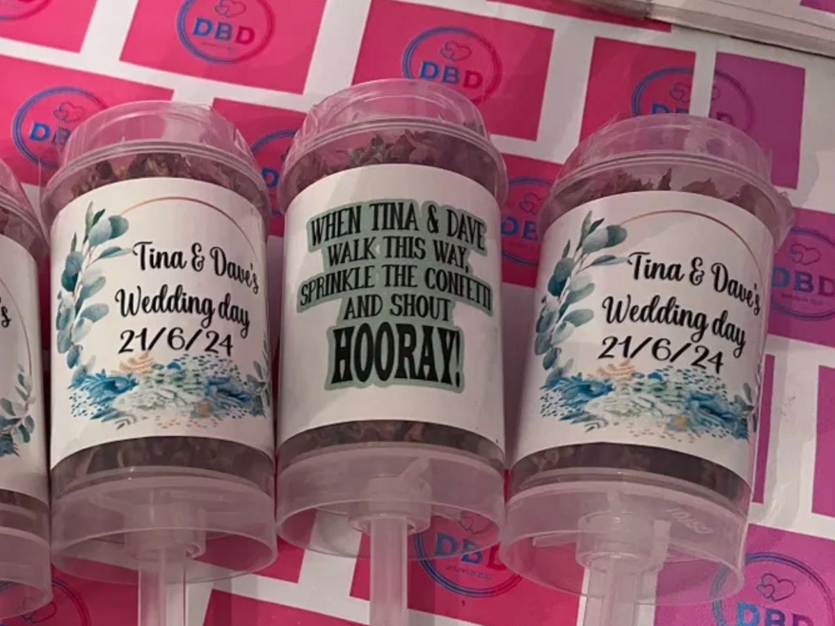 personalised wedding confetti poppers
