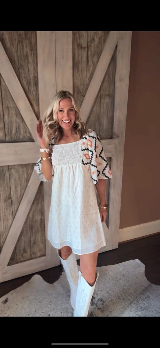 Cream baby doll aztec dress