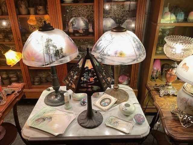 Vintage Reverse Painted Lamps | Antique Lighting