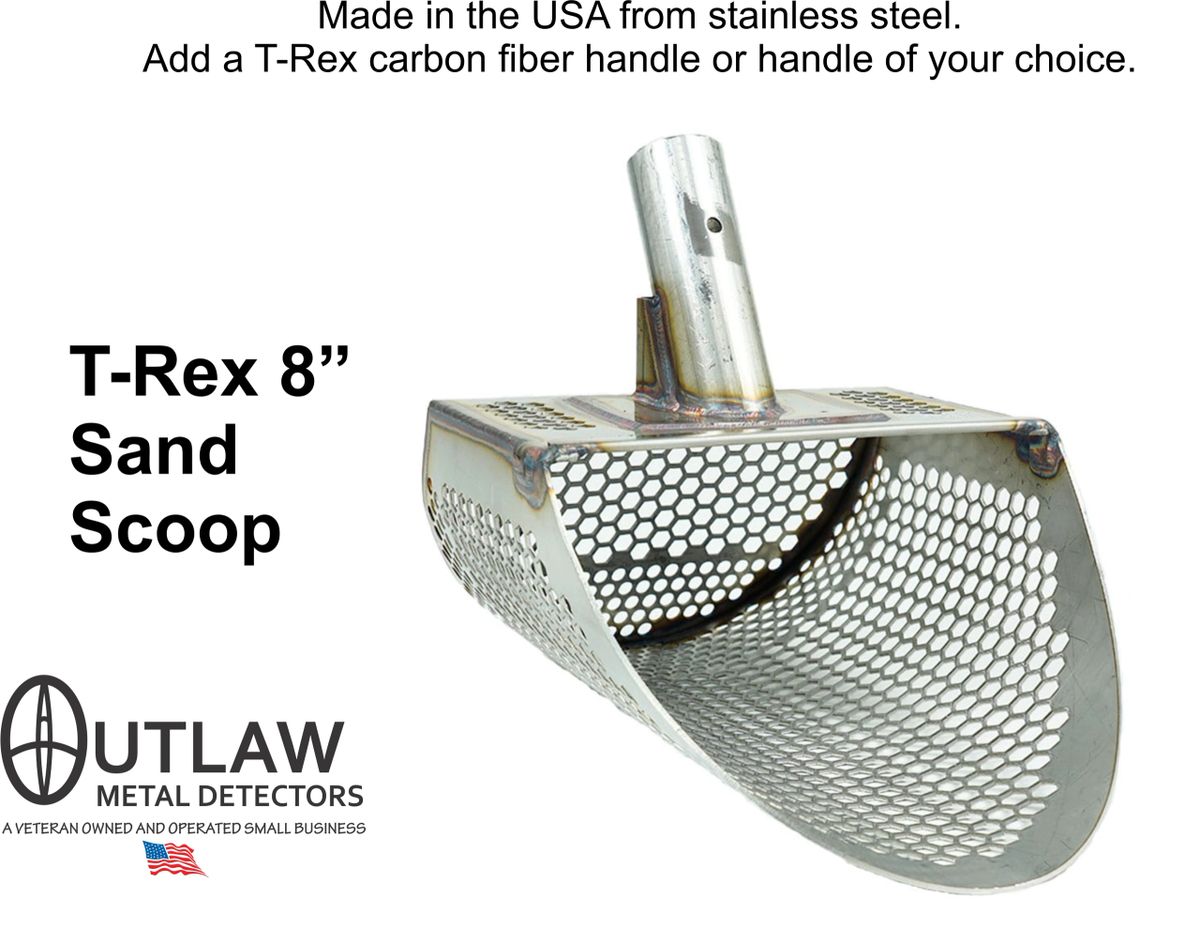 T-Rex 8" Stainless Steel Sand & Beach Scoop with Hexagonal 3/8" and 1/4 ...