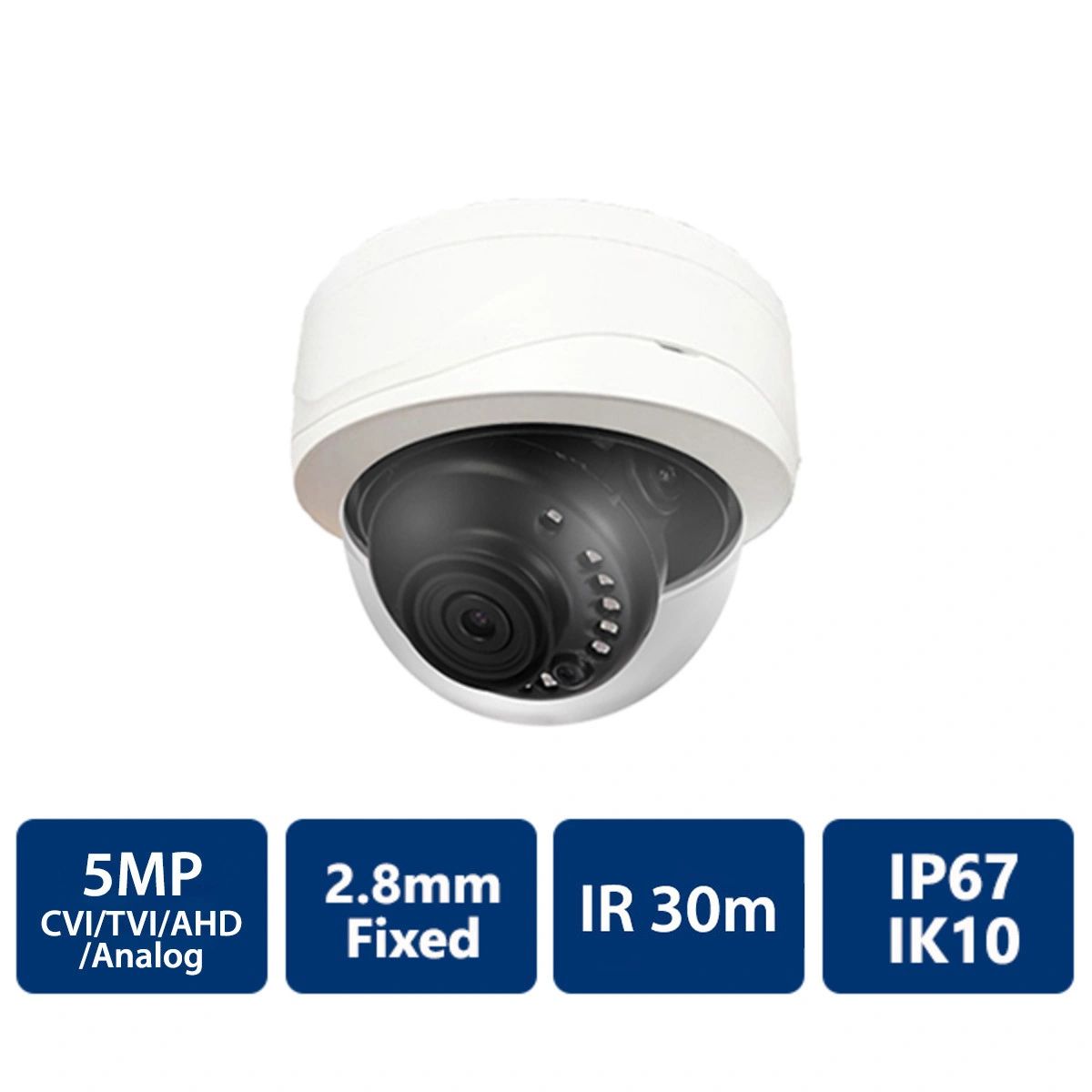 Dahua OEM 5MP 4-in-1 HD Analog IR Vandal Dome, 2.8mm Fixed(CAM-IC9315 ...