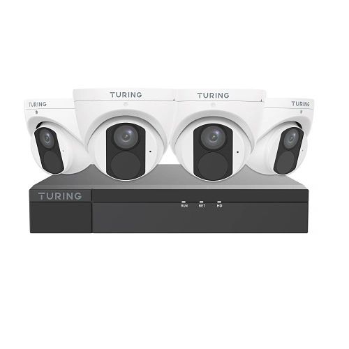 Turing Video TLK4T441 Lite IP Kit with (4) 4MP Turret Cameras and (1) 4 ...