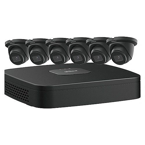 Dahua NB484E62B Starlight Network Security System Includes: (6) 4MP Turret IP Cameras, 2.8mm ...