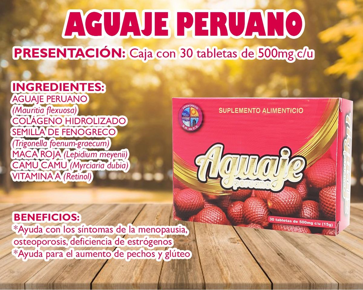 AGUAJE PERUANO CAJA C/30 TABLETAS