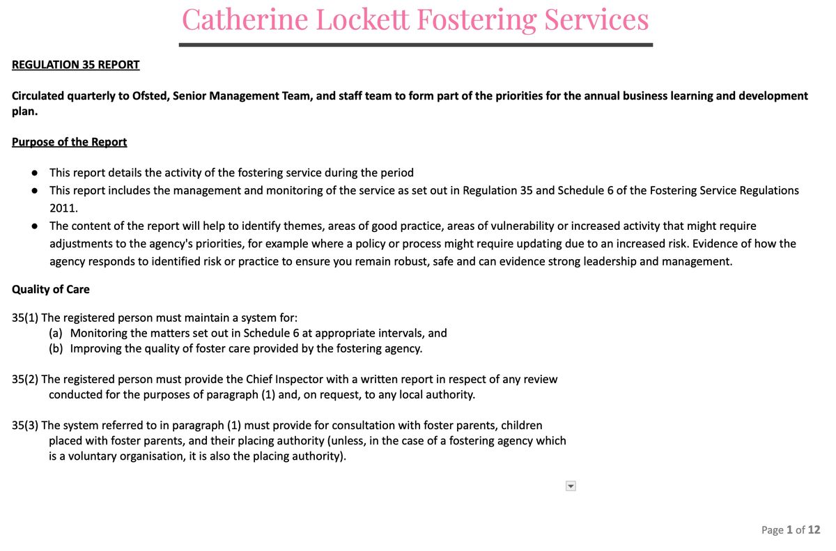 Regulation 35 Report