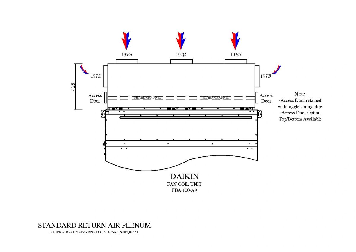 Daikin FBA-100A Standard Return Air Fan Coil Filter Plenum