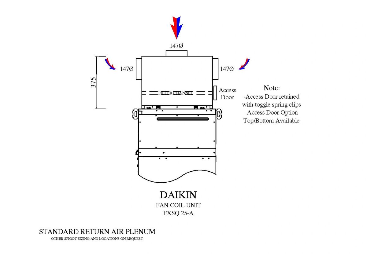 Daikin FXSQ 25-A Standard Return Air Fan Coil Filter Plenum