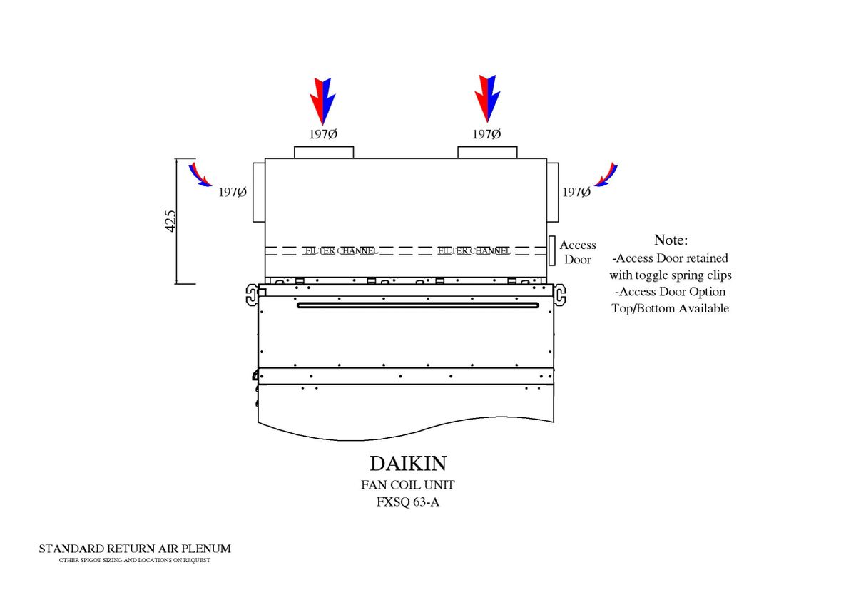 Daikin FXSQ 63-A Standard Return Air Fan Coil Filter Plenum