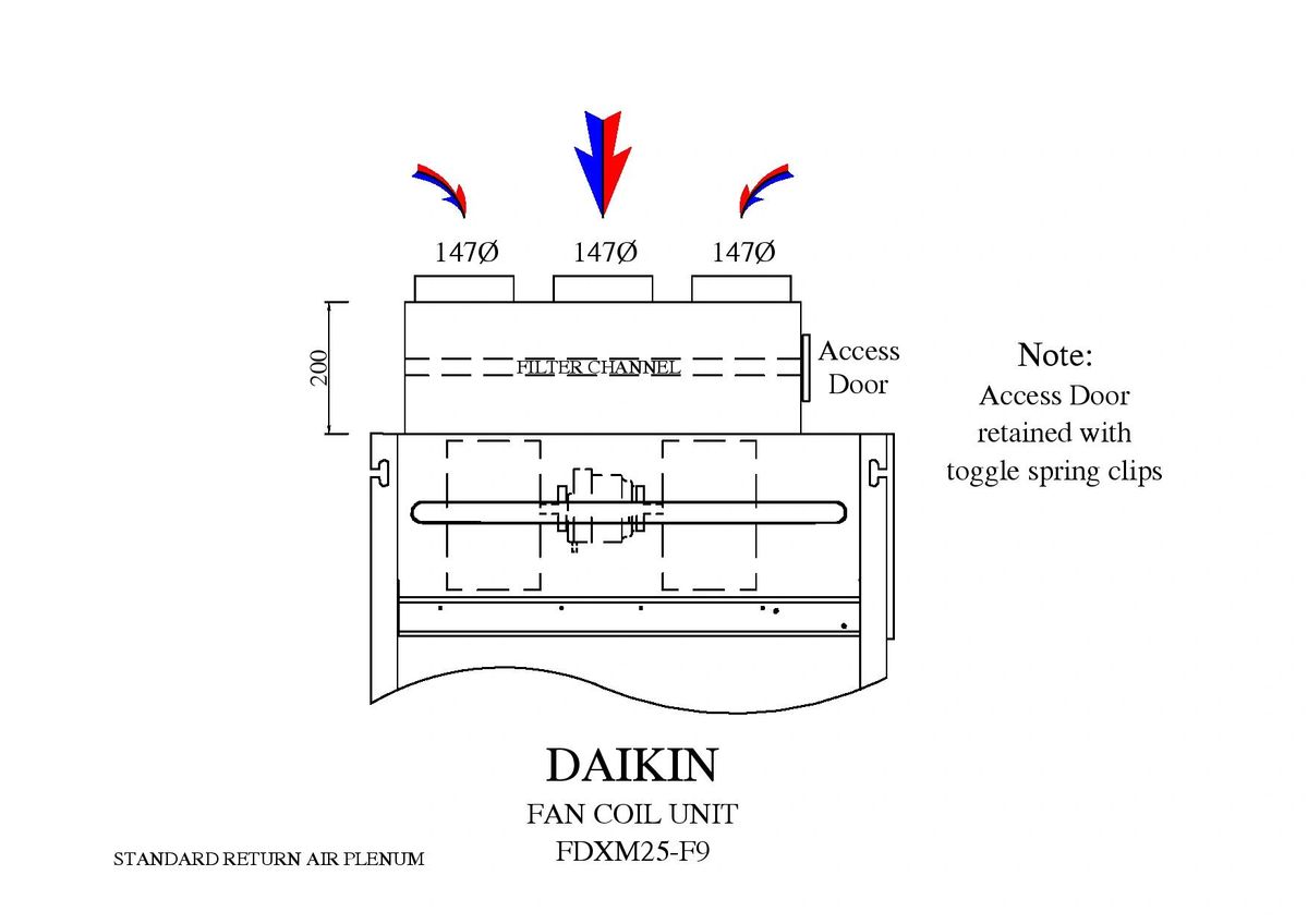 Daikin FDXM25-F9 Standard Return Air Fan Coil Filter Plenum