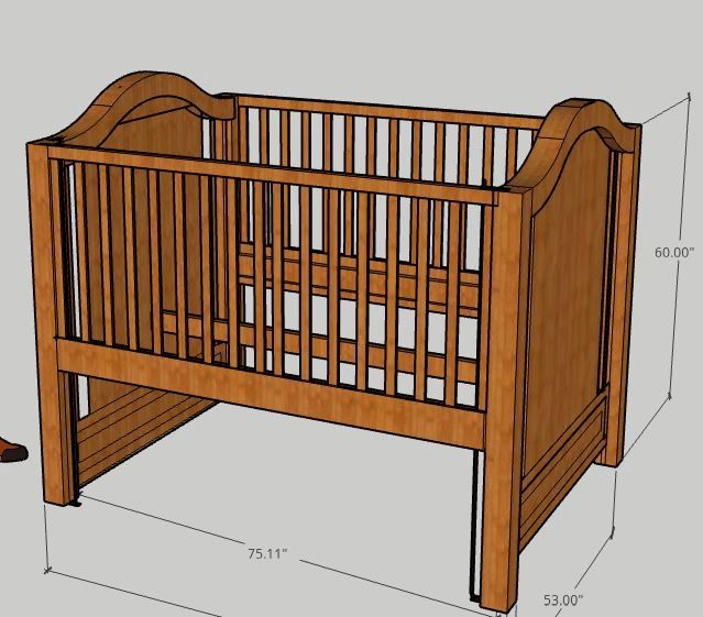 Custom Full Sized Crib drop rail
