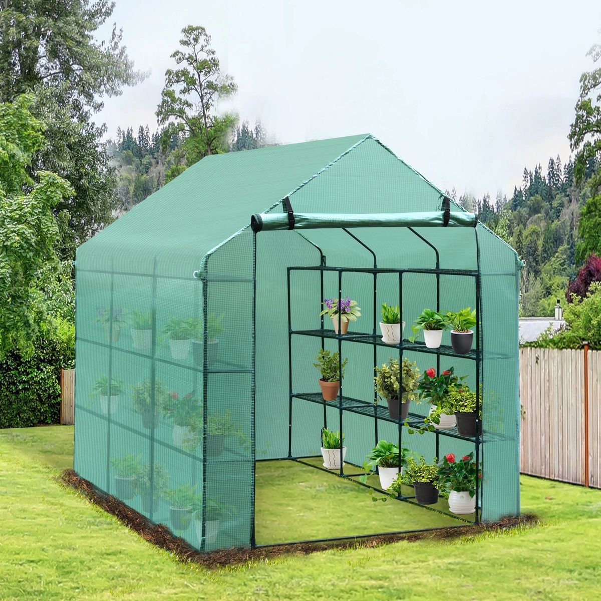 8ft x 6ft x 7ft 3 Level Patio Greenhouse kit with shelves, FREE Direct ...