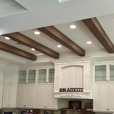 Ultra-realistic faux wood ceiling beams hand carved from foam boards ...