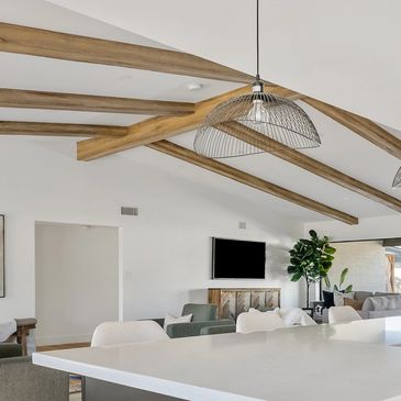 Ultra-realistic faux wood ceiling beams hand carved from foam boards ...