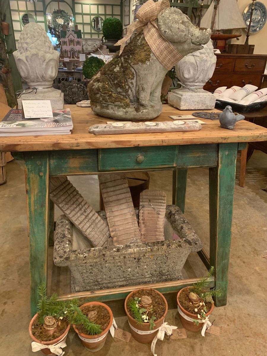 Pine Table - Distressed Green Paint