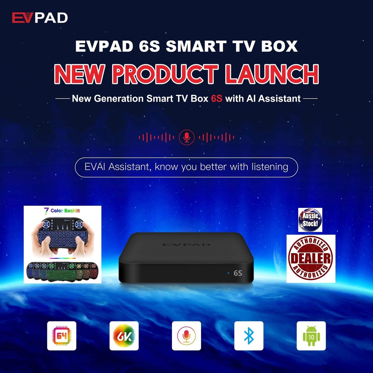 Australia Stock Evpad 6S EVAI Voice control tv box 易播电视盒子
